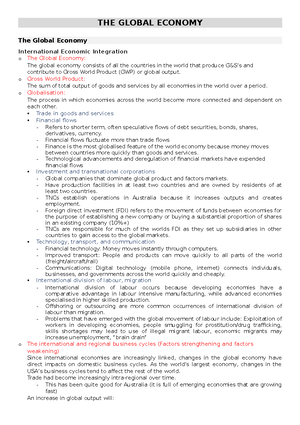 Australias Place In The Global Economy Notes - AUSTRALIAS PLACE IN THE ...