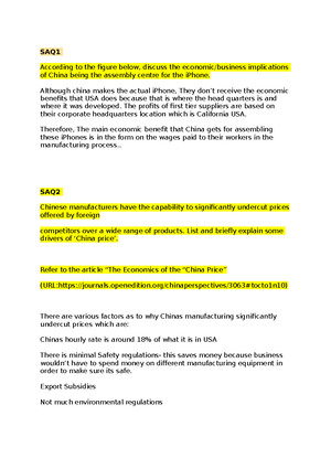 Week 3 - These are the weekly tutorial questions answers for ECX2630 - SA Compared to a ...