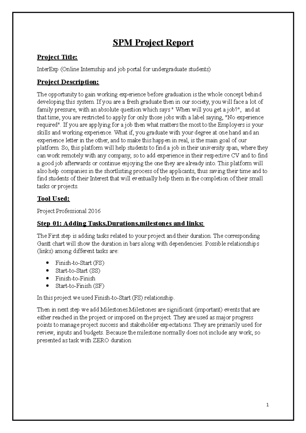 SPM-Final Report (InterExp (Online Internship and job portal for ...