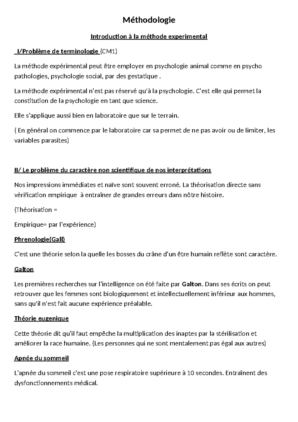 CM - Cours de L1 - Méthodologie Introduction à la méthode experimental ...