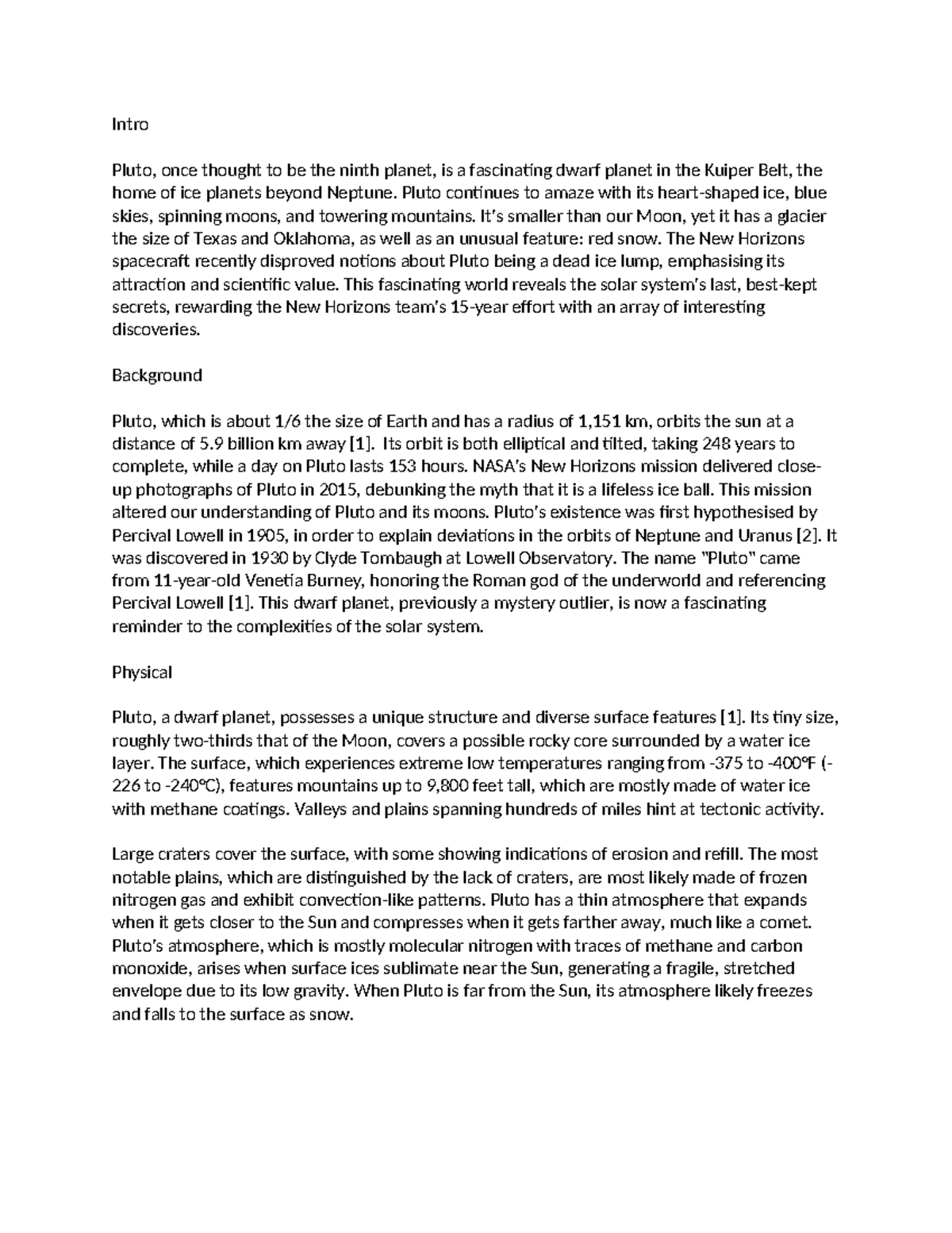 Pluto - Summary NATS - Intro Pluto, once thought to be the ninth planet ...