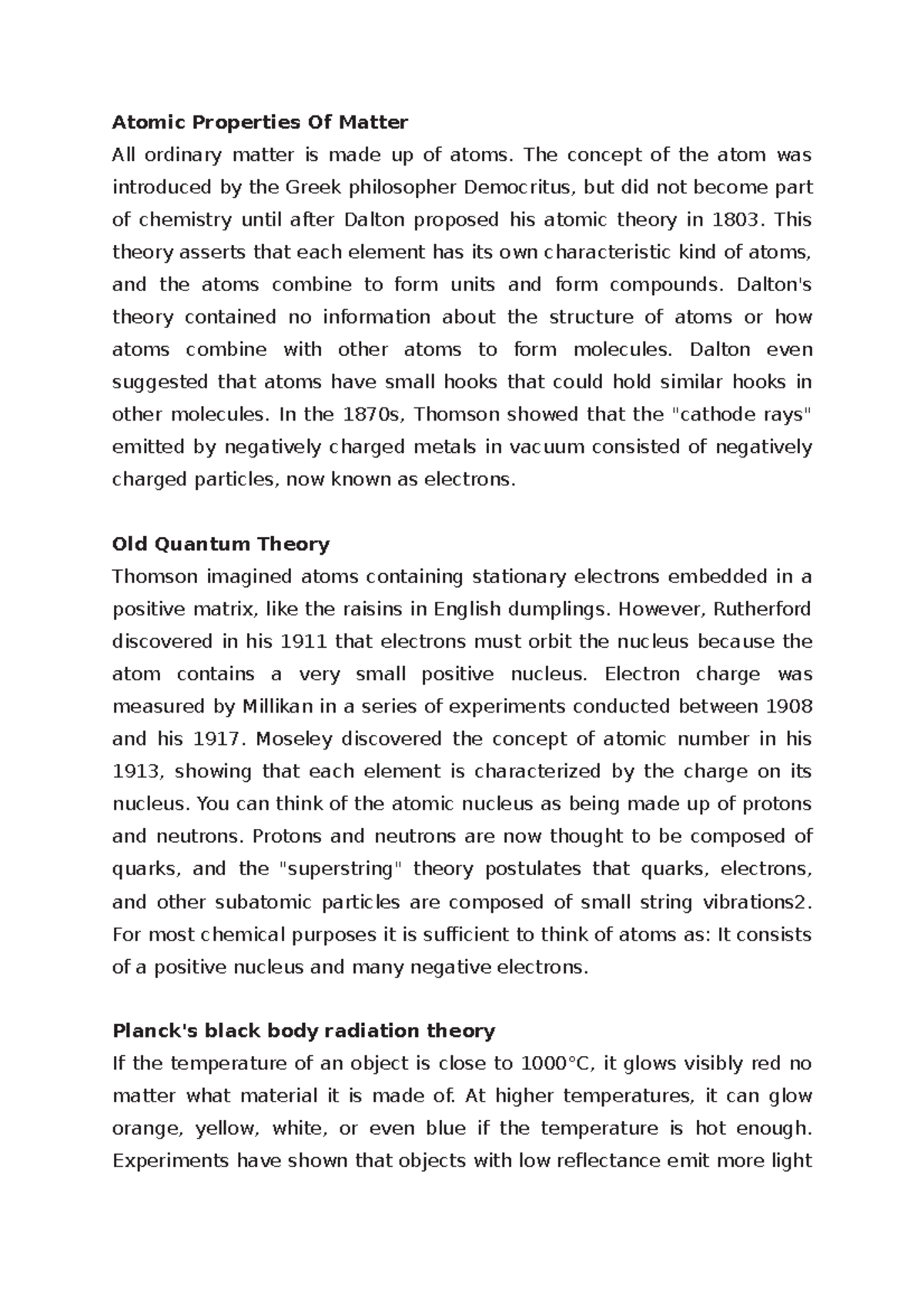 Chemistry Old Quantum Theory Materials-18 - Atomic Properties Of Matter ...