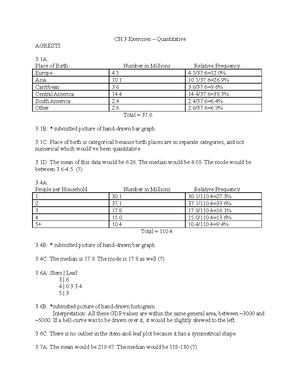 CH 5 Exercises - CH 5 Agresti Textbook - CH 5 Exercises – Quantitative AGRESTI 5: The estimated ...