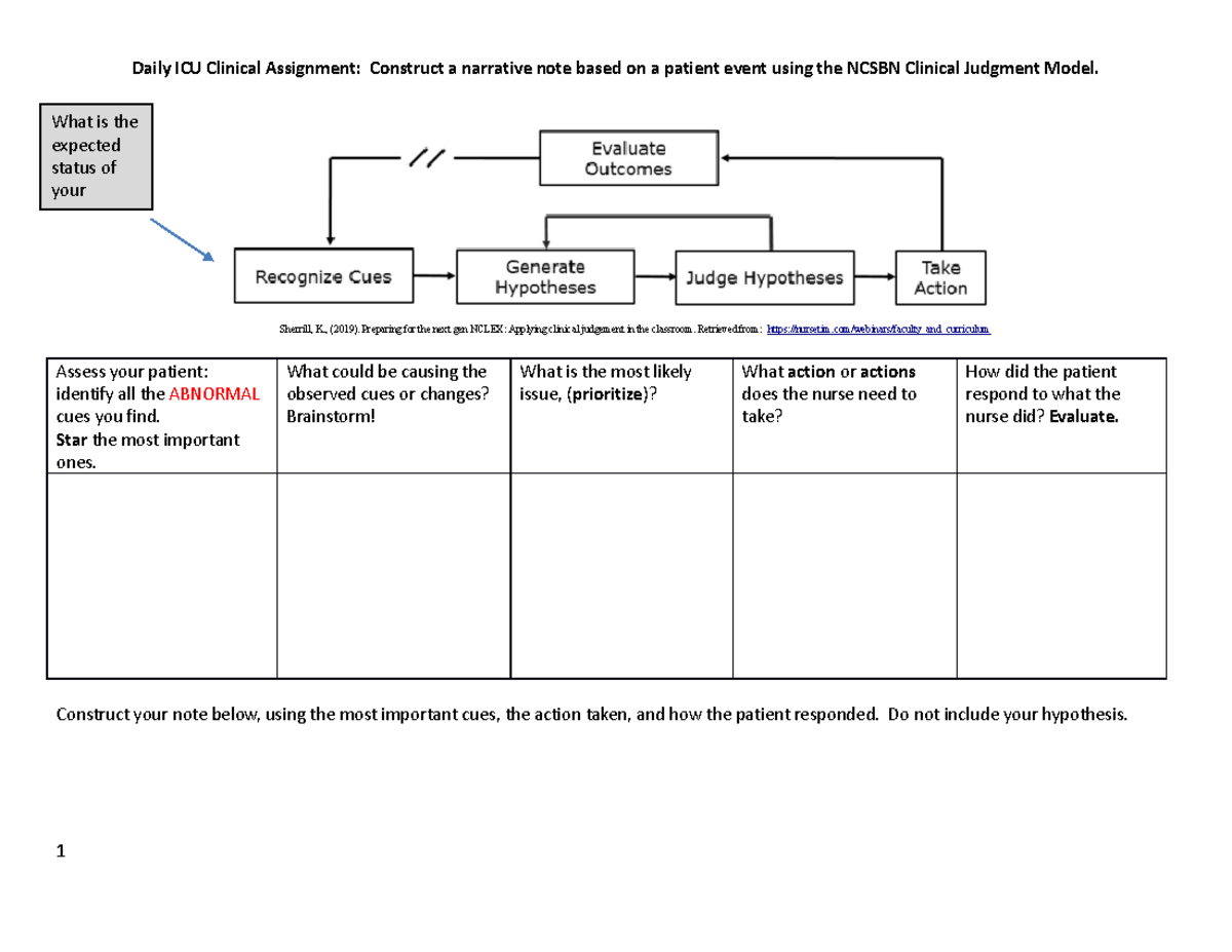 Clinical Judge & Eval(rev)sp2023 (1) Final 2(2) - Daily ICU Clinical ...