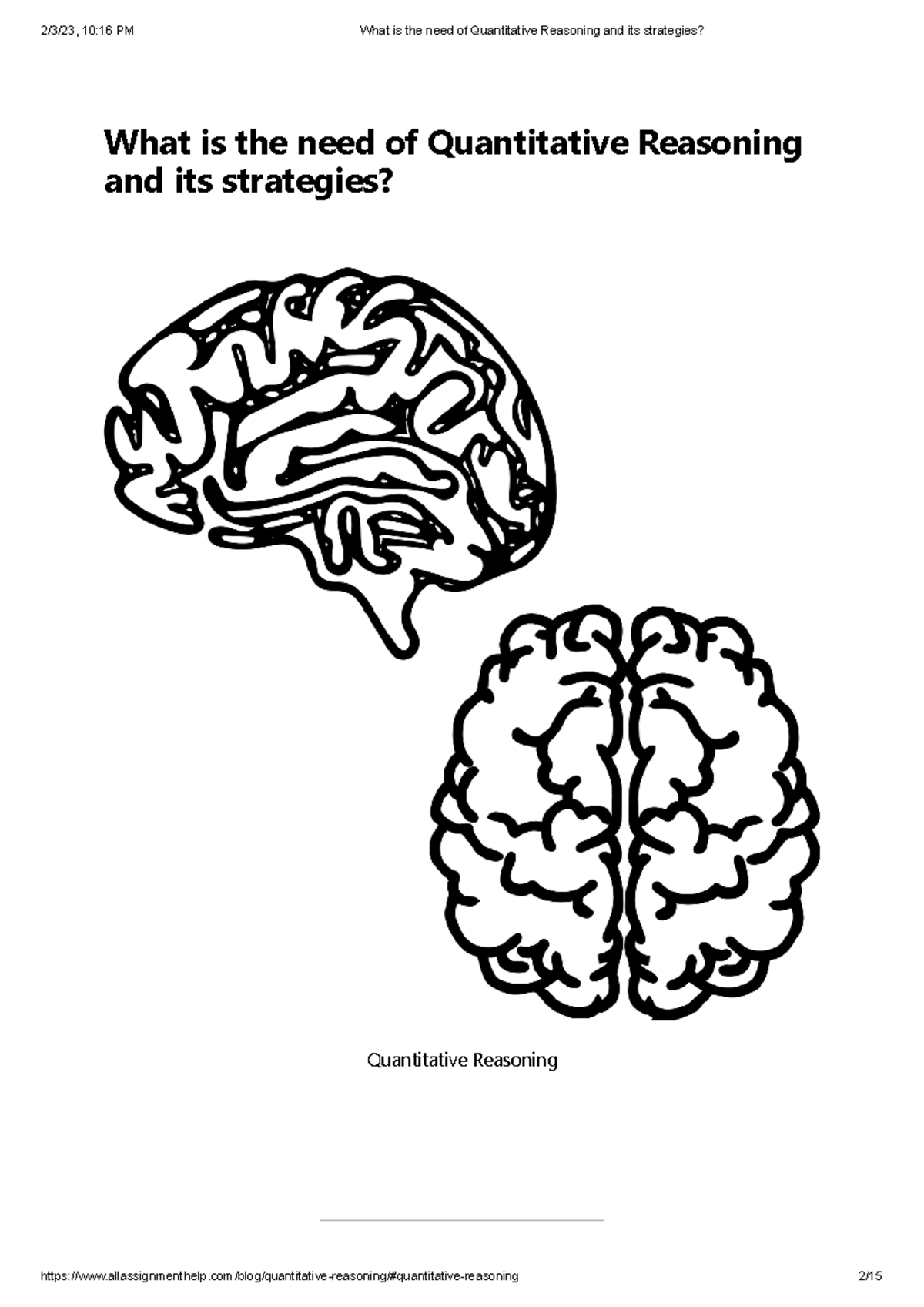 What is the need of Quantitative Reasoning and its strategies (1 ...
