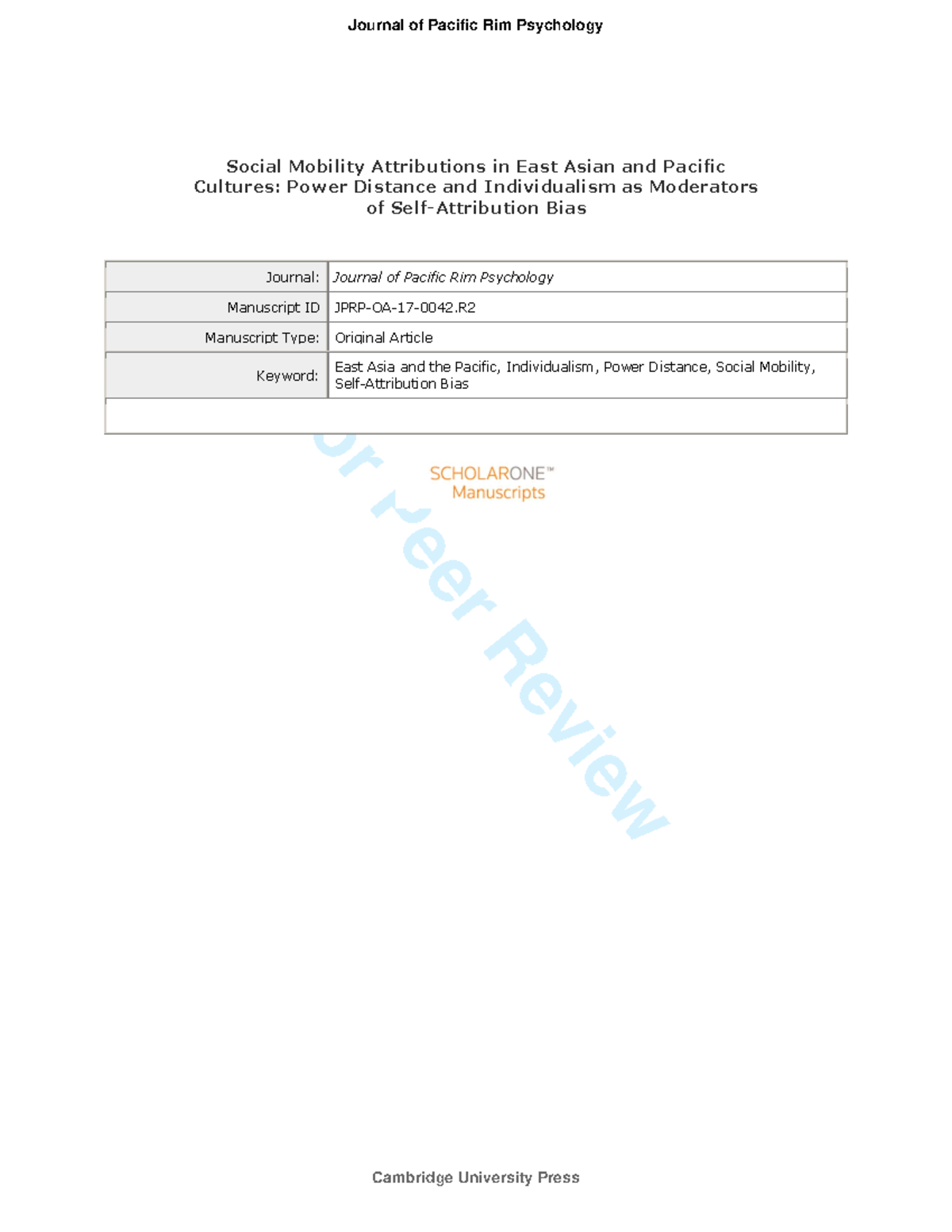 Psyxprmsample APA style manuscript - For Peer Review - Studocu