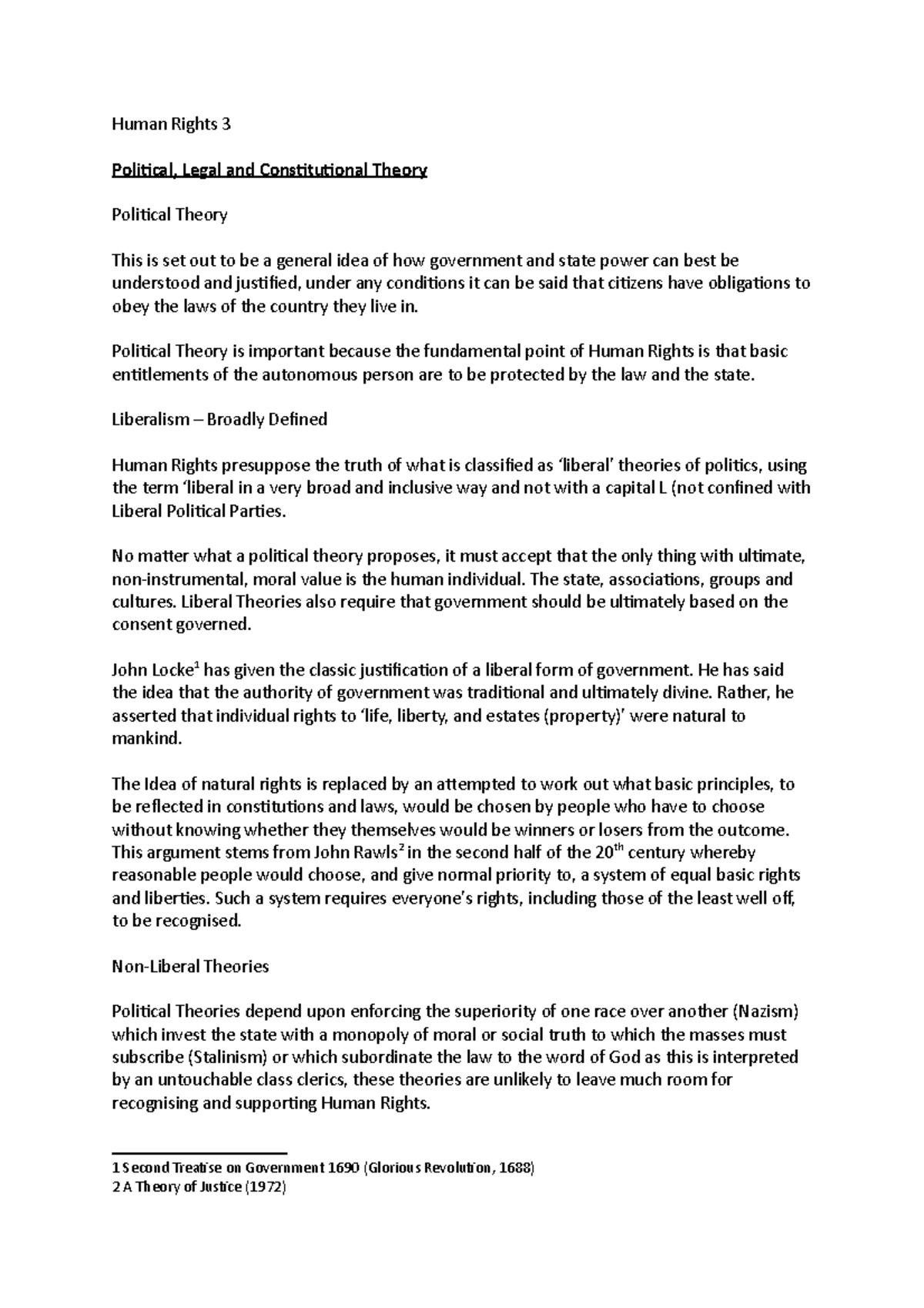 Human Rights 3 - Political Theory is important because the fundamental ...
