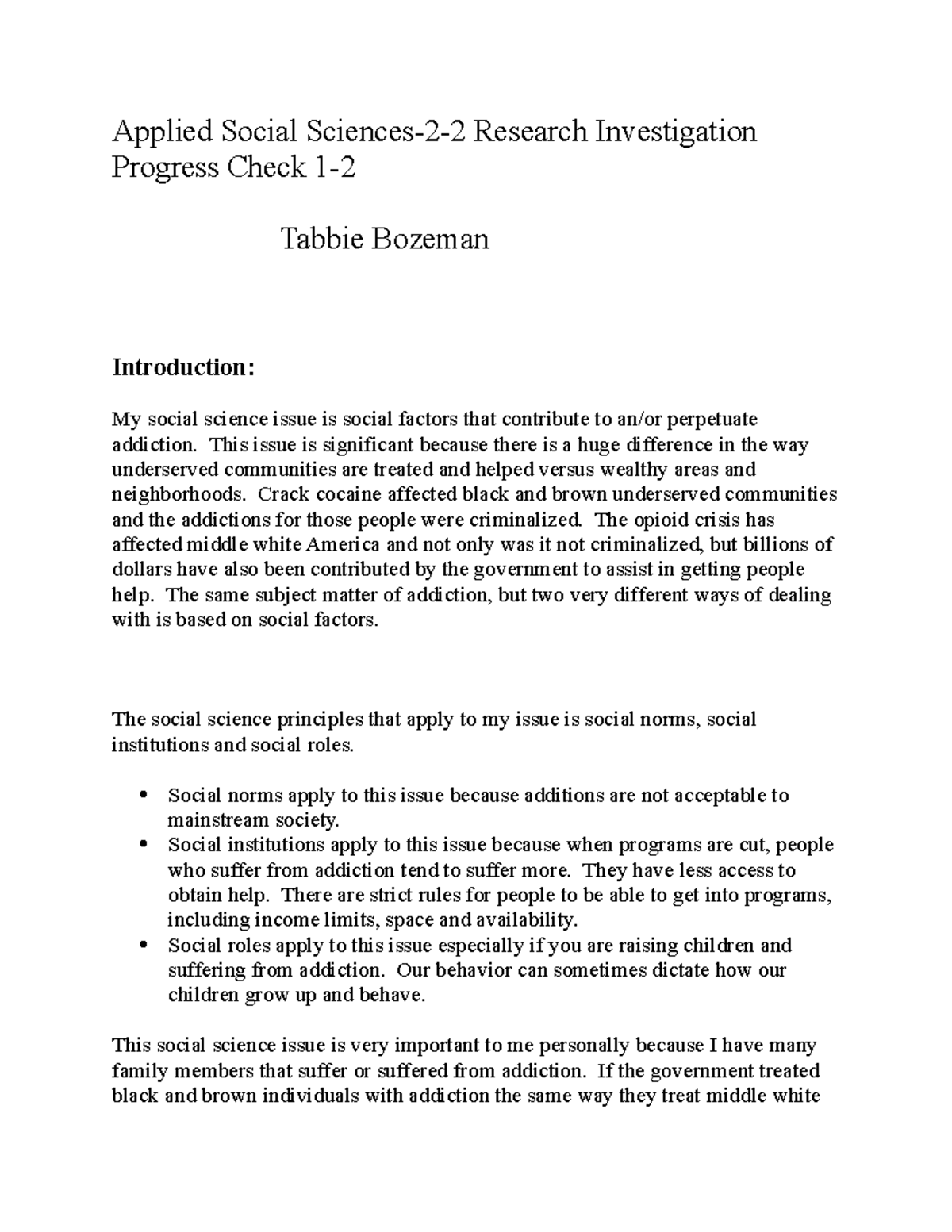 2-2 Research Investigation Progress Check 1 - Applied Social Sciences-2 ...