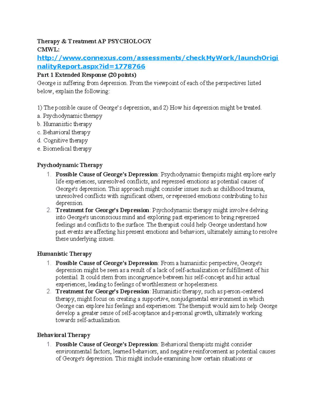 Therapy & Treatment AP Psychology - Therapy & Treatment AP PSYCHOLOGY ...