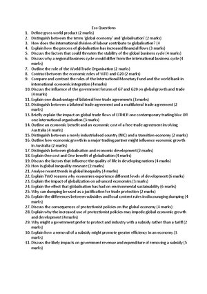 Year 12 HSC Economics Formula Sheet - Basic Equations Used in HSC ...
