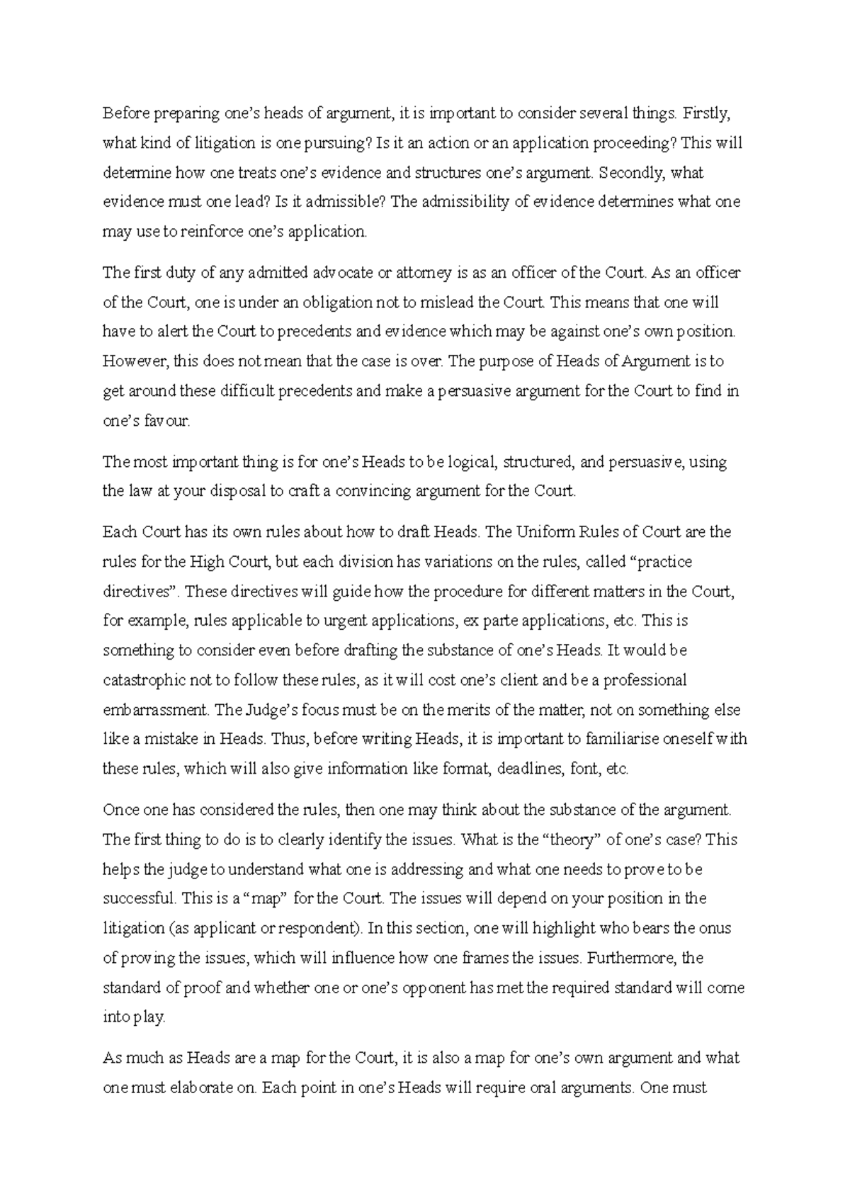 Heads of Argument Workshop Summary- Laptop-K13I6IDE - Before preparing ...