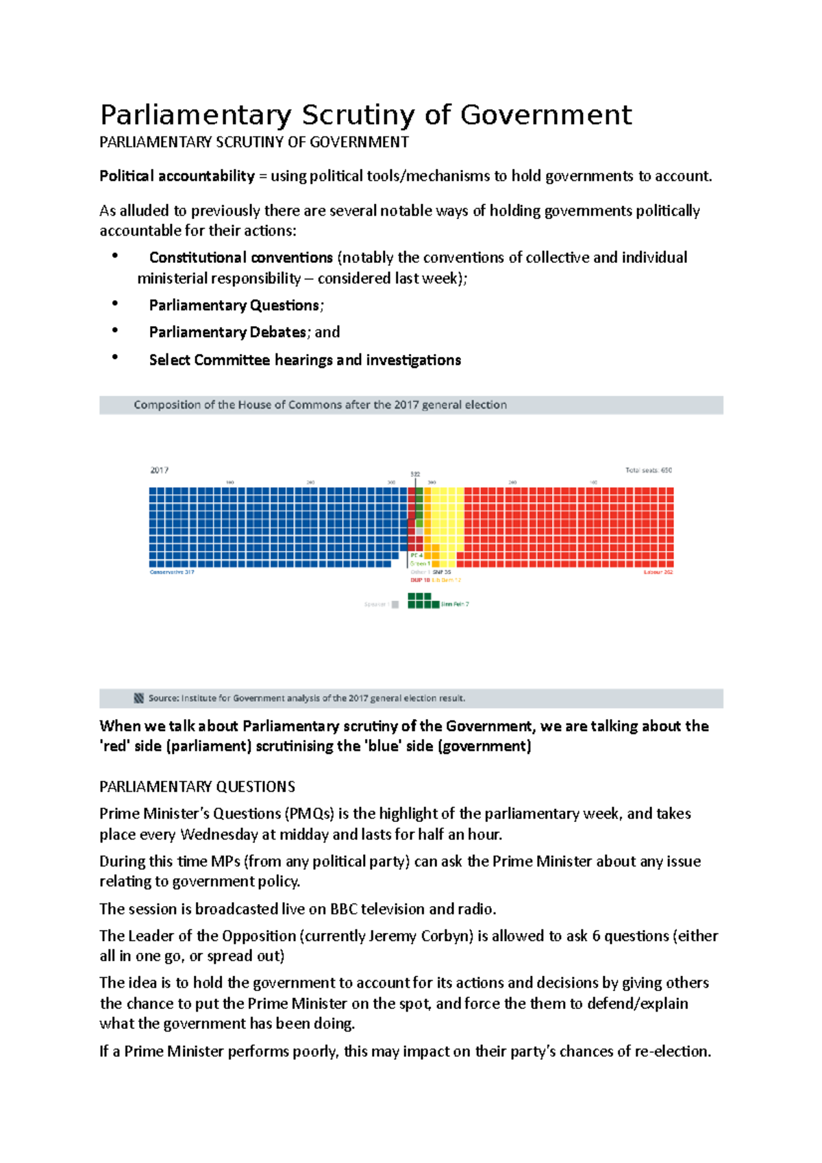 Parliamentary Scrutiny of Government Lecture 13 - Parliamentary ...