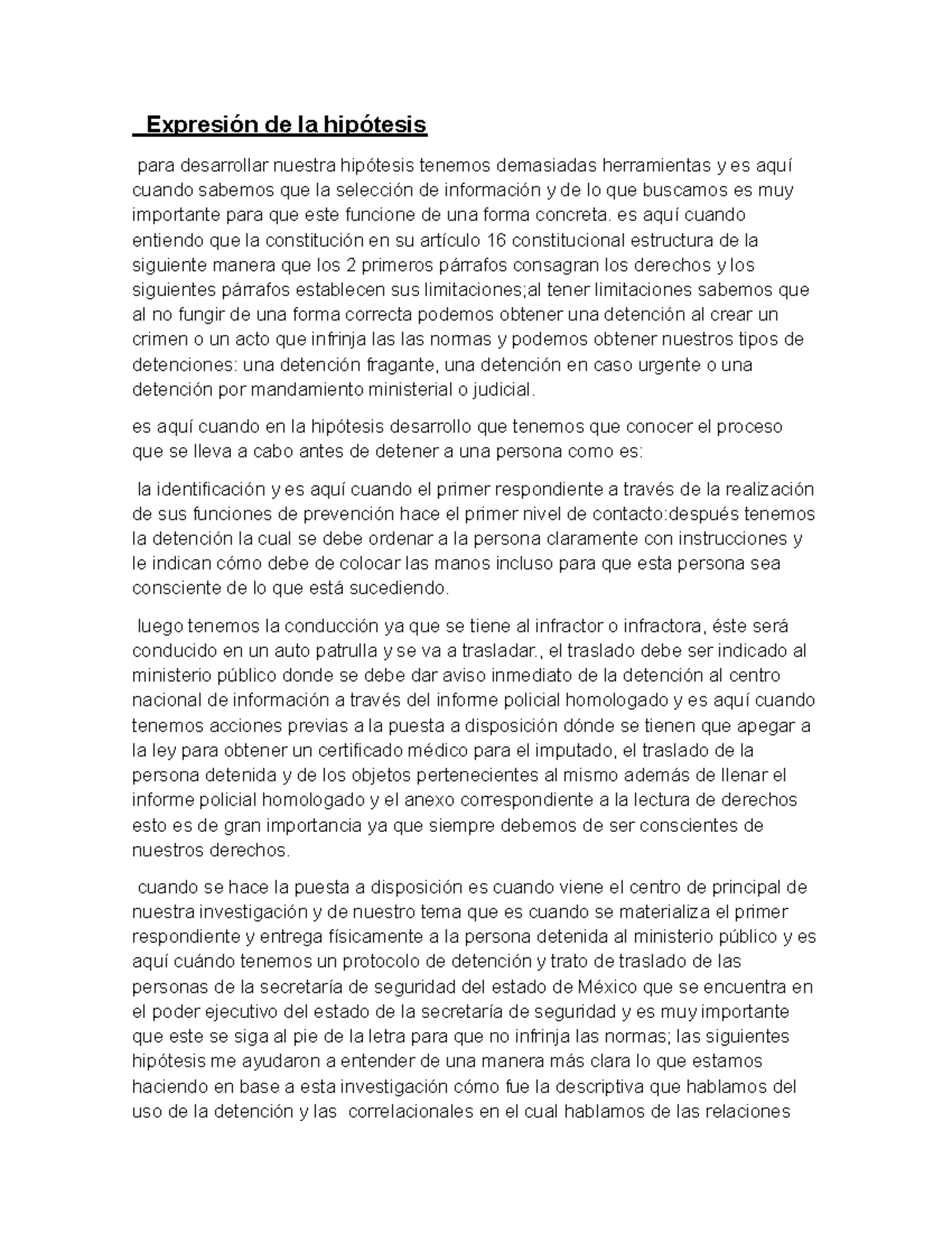 Expresión de la hipótesis - Expresión de la hipótesis para desarrollar ...