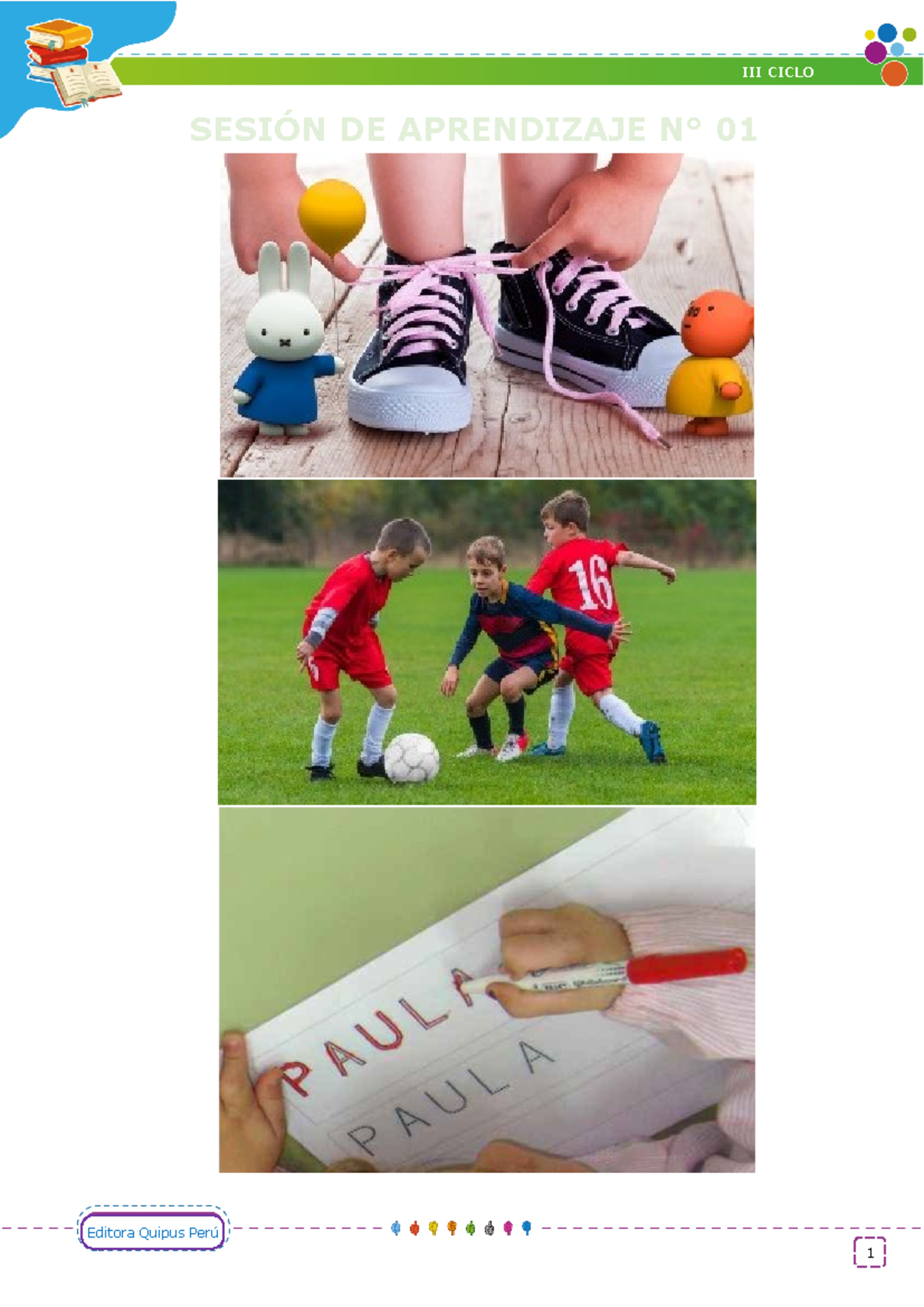 2024 - Anexo de Sesiones de aprendizaje - Editora Quipus Perú SESIÓN DE APRENDIZAJE N° 01 ...