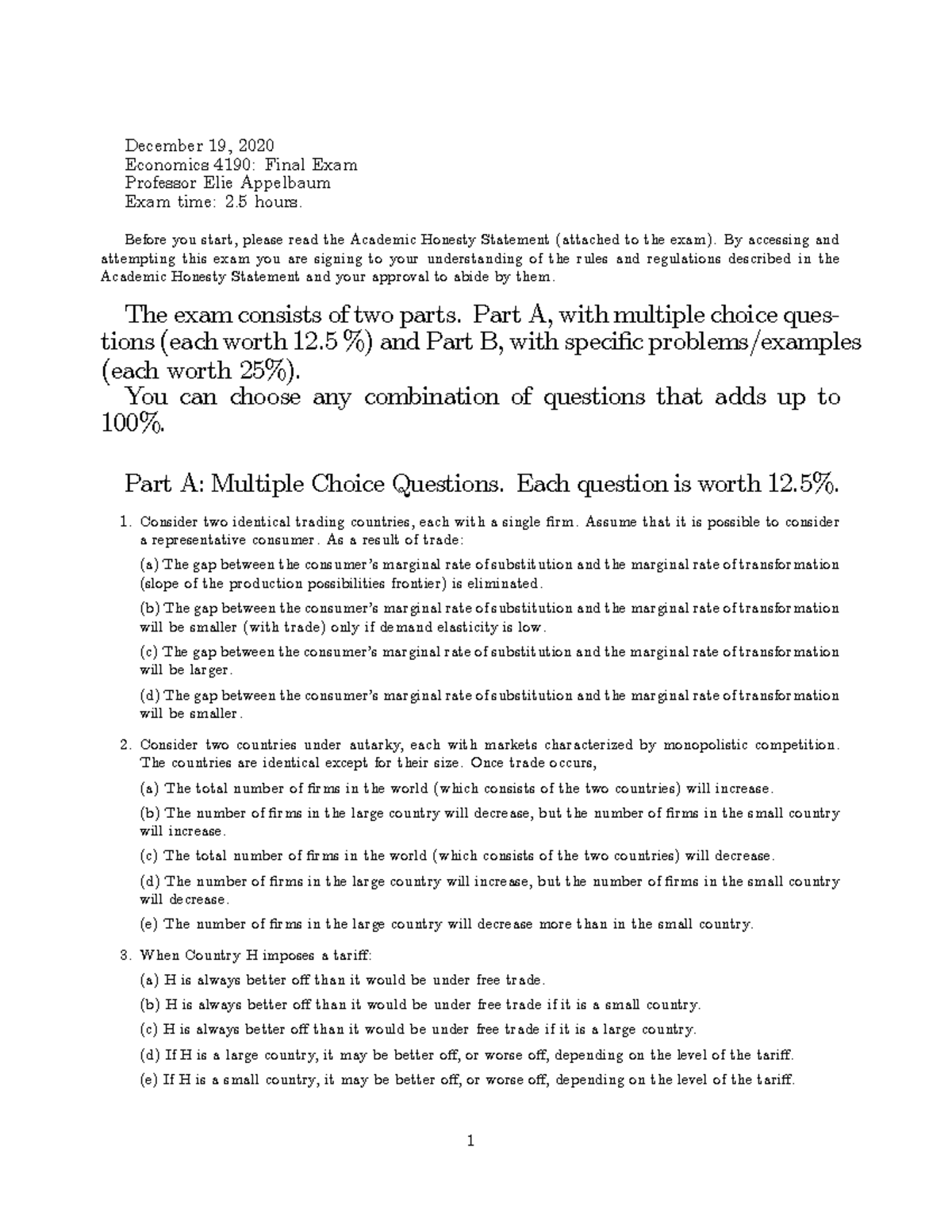 B 4190 final 2020 group B - December 19, 2020 Economics 4190: Final ...