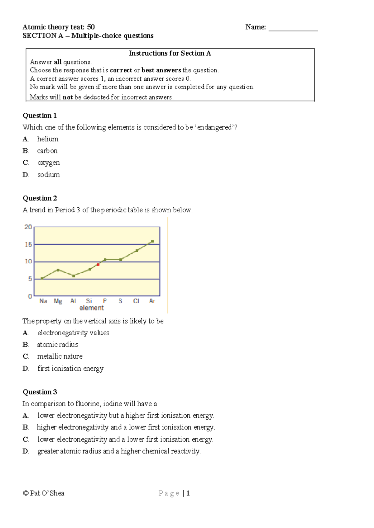 Atomic theory test - ddiodj - Atomic theory teat: 50 Name ...