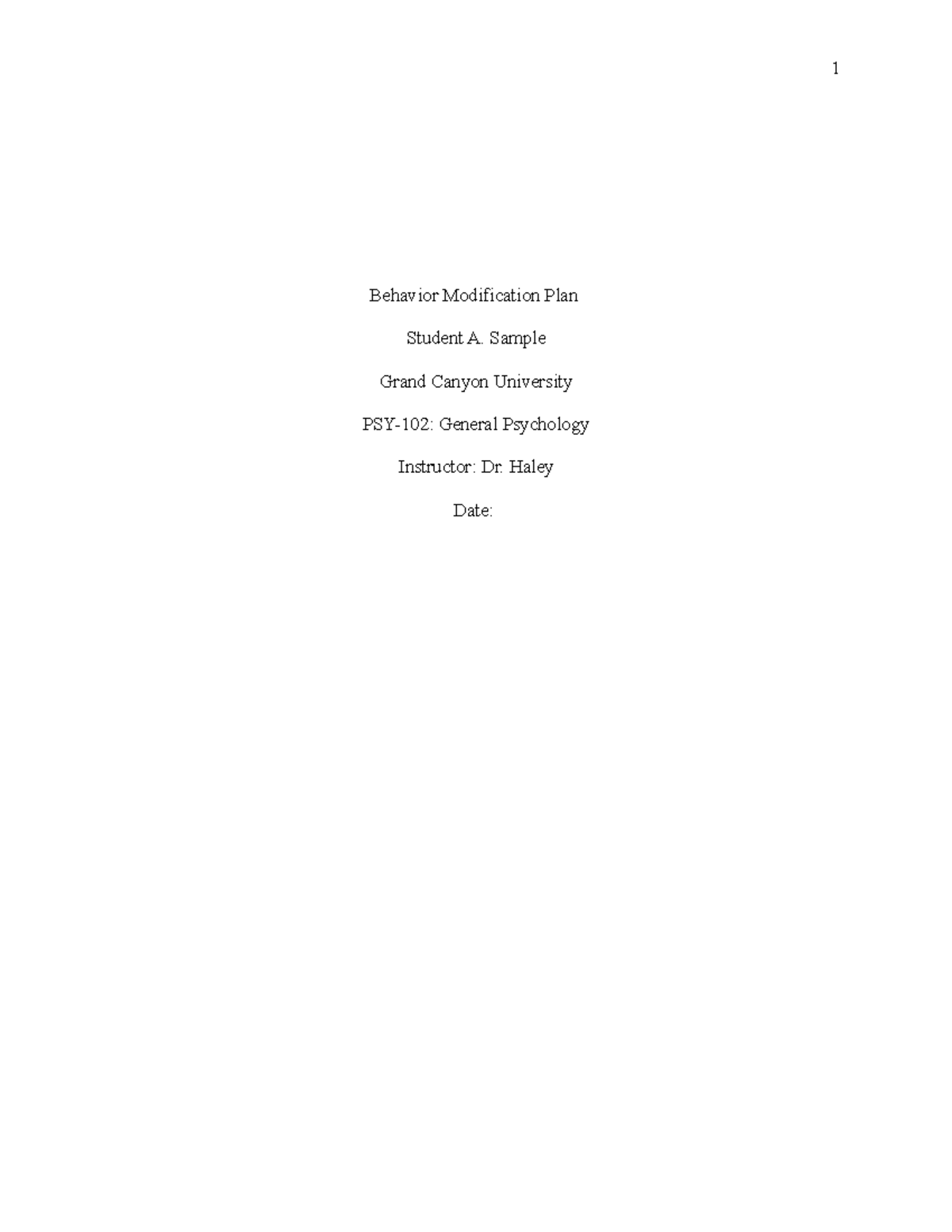 Template for Topic 4 – Behavior Modification Plan Worksheet - Behavior ...