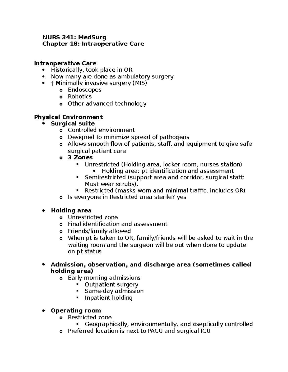 18 Intraoperative Nursing Notes - NURS 341: MedSurg Chapter 18 ...
