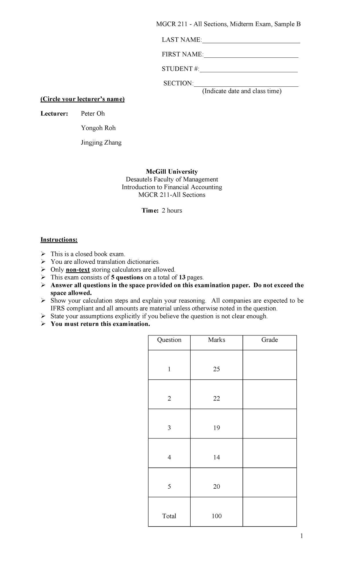 Sample Mid-Term B - LAST NAME:_____________________________ FIRST NAME