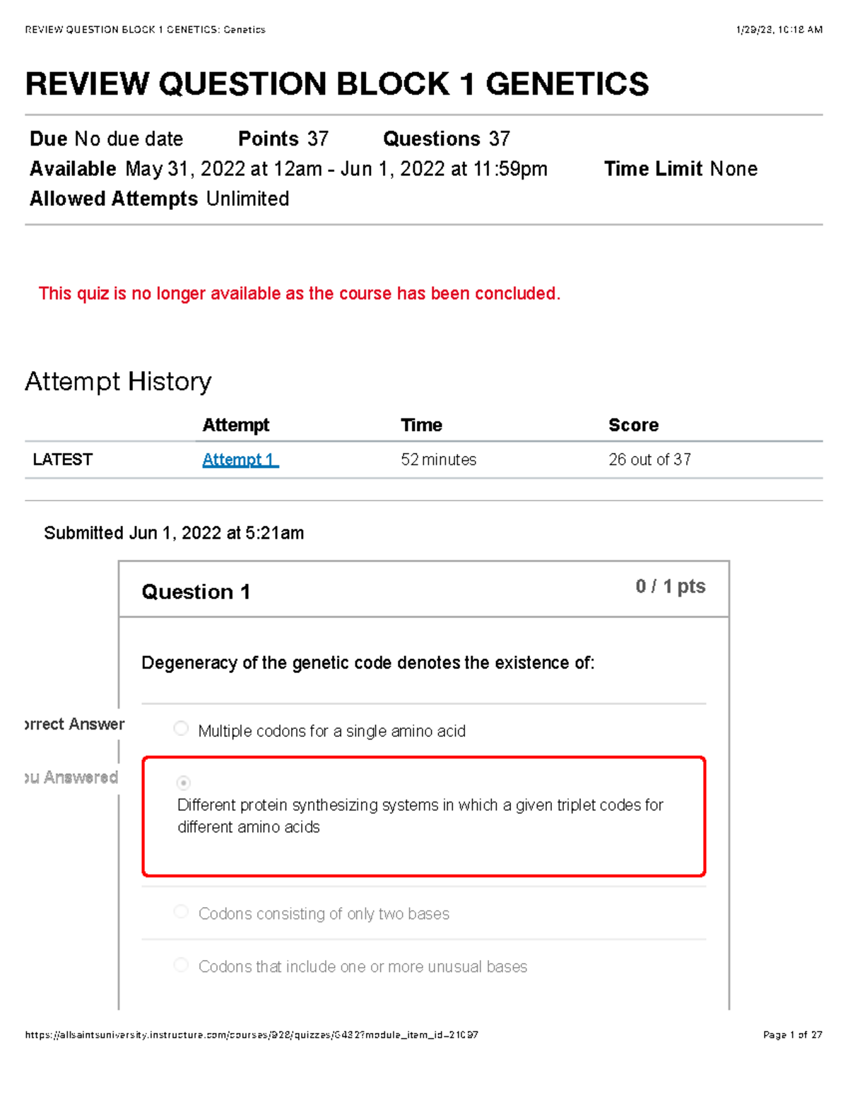 Review Question Block 1 Genetics: Genetics - REVIEW QUESTION BLOCK 1 ...