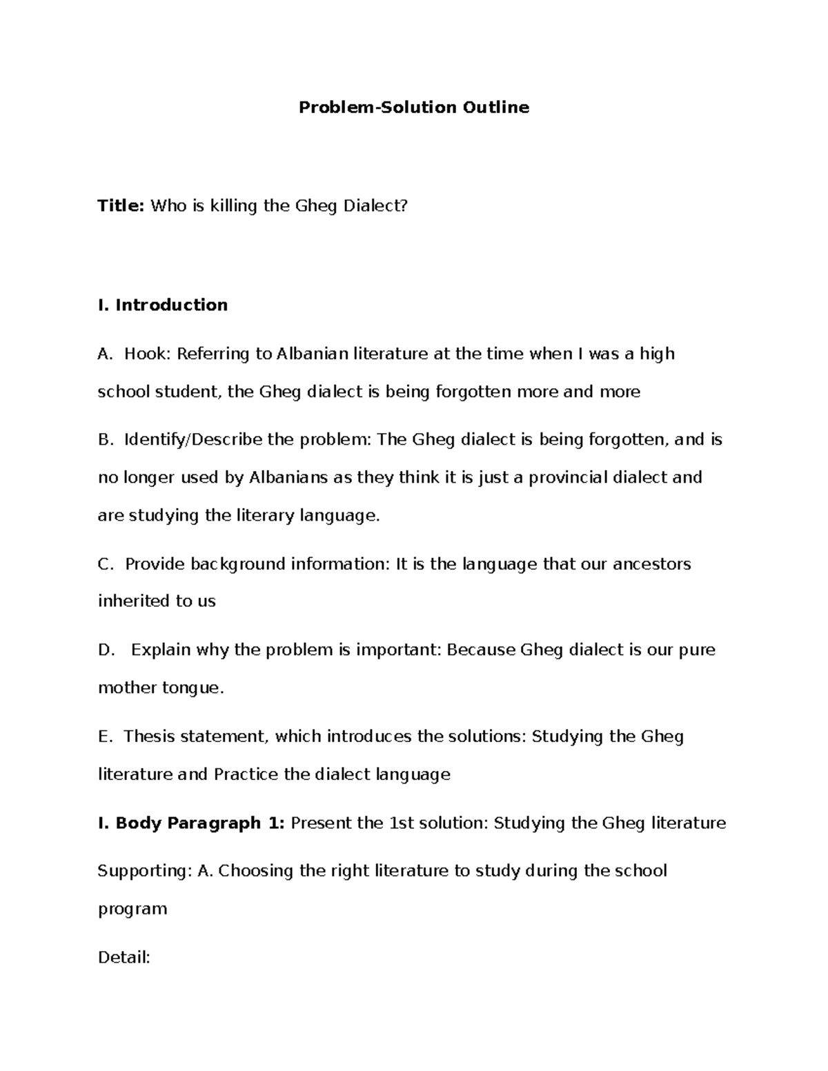 Document 16 - Problem Solution Outline - Problem-Solution Outline Title ...