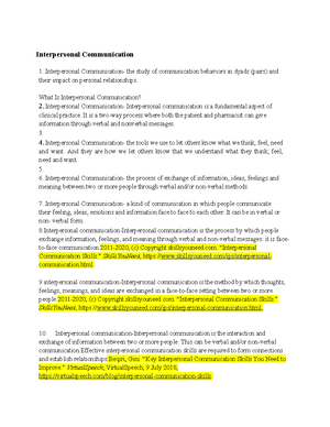 Introduction to Interpersonal Communication - Two part ‘I’ message ...