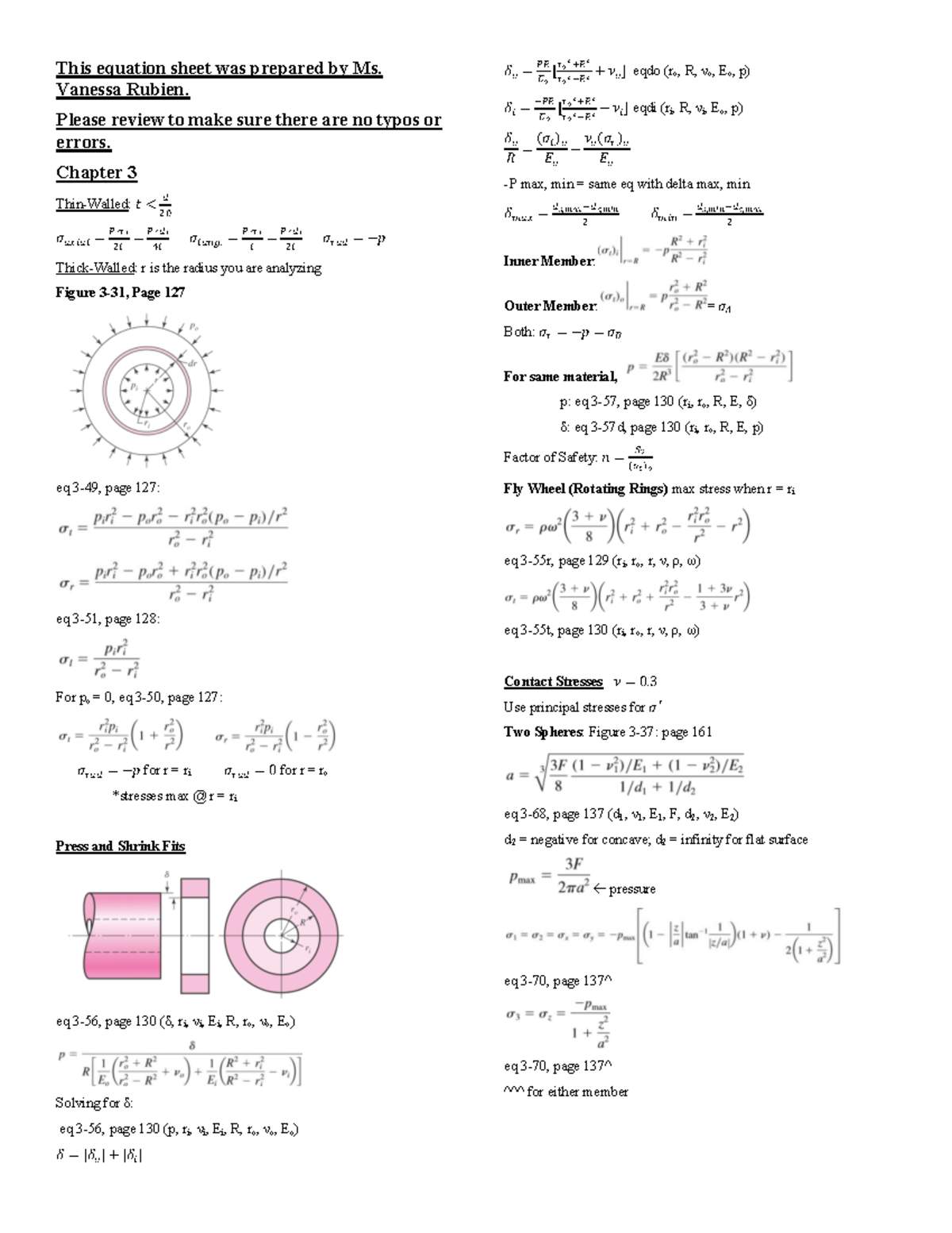 ME319 Long Equation Sheet edited - This equation sheet was prepared by ...