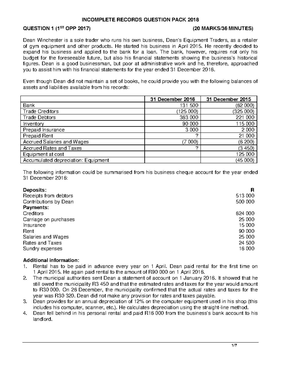 Incomplete+Records+-+Question+Pack-1 - INCOMPLETE RECORDS QUESTION PACK ...