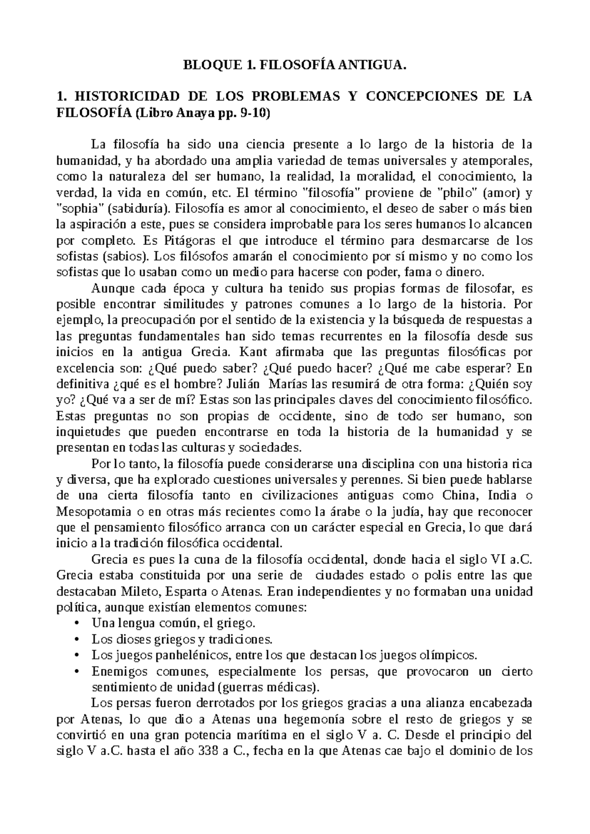 Bloque 1. Puntos 1-3 - Apuntes Filosofía Antigua - BLOQUE 1. FILOSOFÍA ...