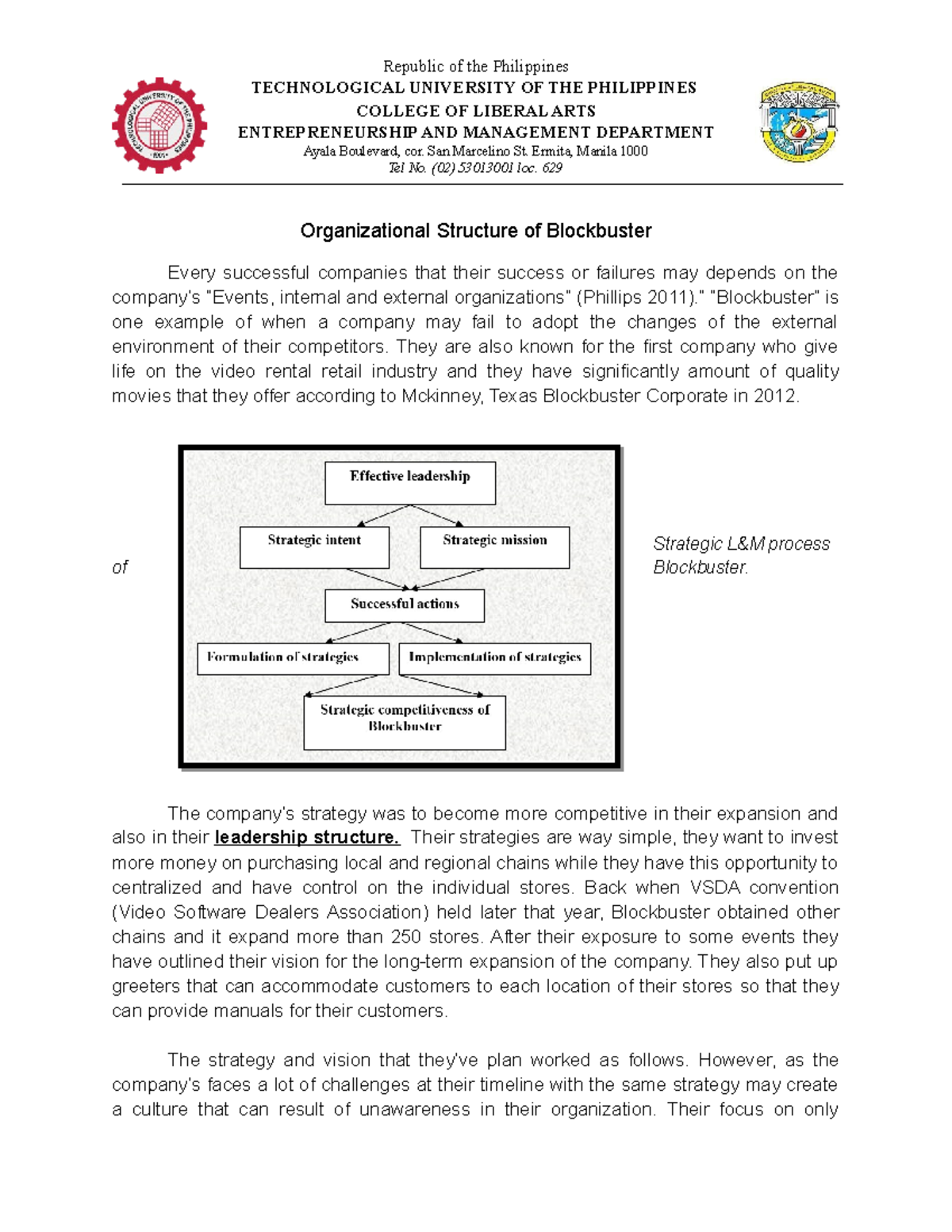 Org Structure - Blockbuster - Republic of the Philippines TECHNOLOGICAL ...