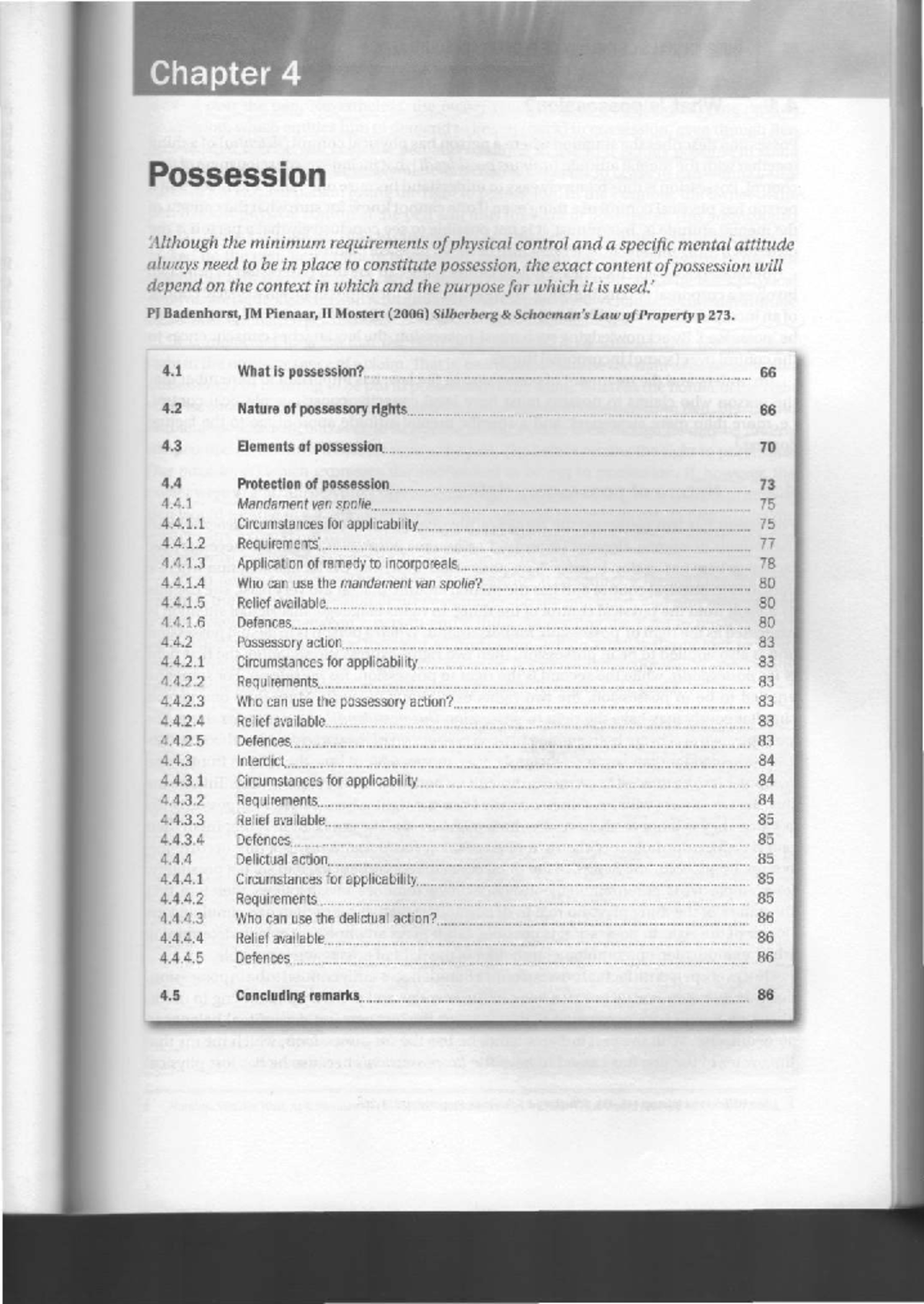 Chapter 4 possession - Possession 'Although the minimum requirements of ...