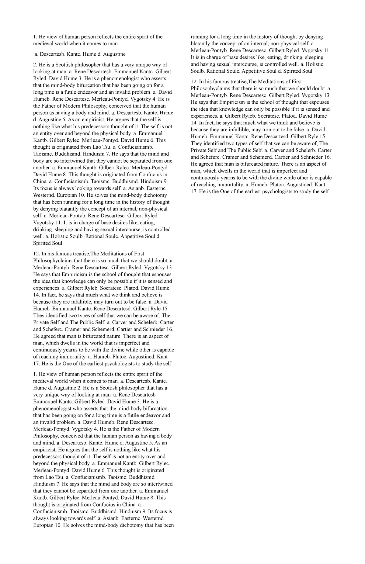 Uts sample exam - He view of human person reflects the entire spirit of ...