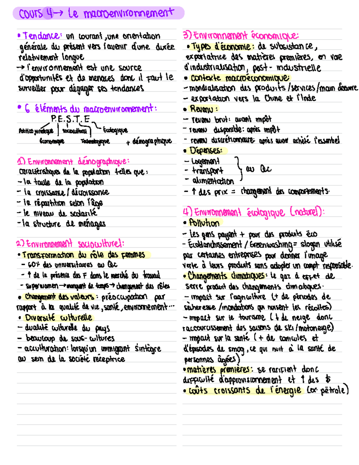 Cours 4 - cours 4 le macroenvironnement Tendance : un courant , une ...