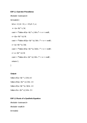 313304- Object Oriented Programming Using C++ - OBJECT ORIENTED PROGRAMMING USING C++ Course ...