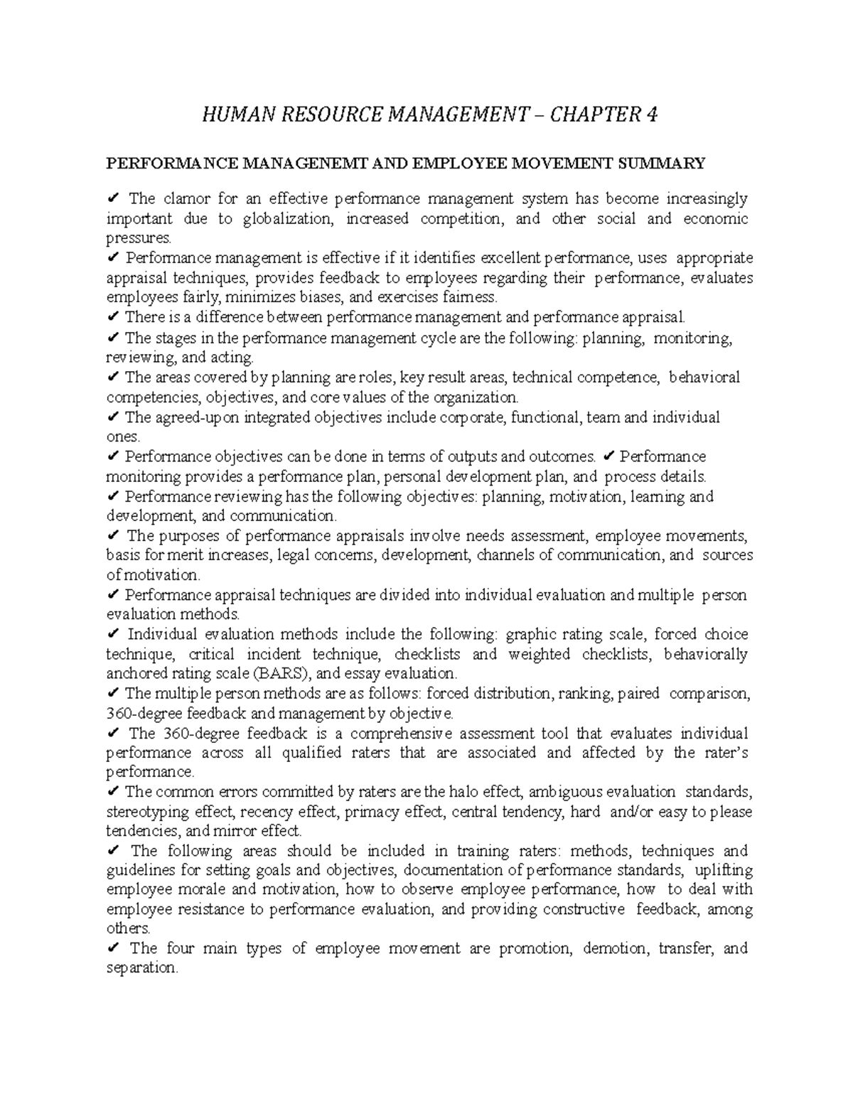 Performance Management & Employee Movement Summary (Human Resource ...