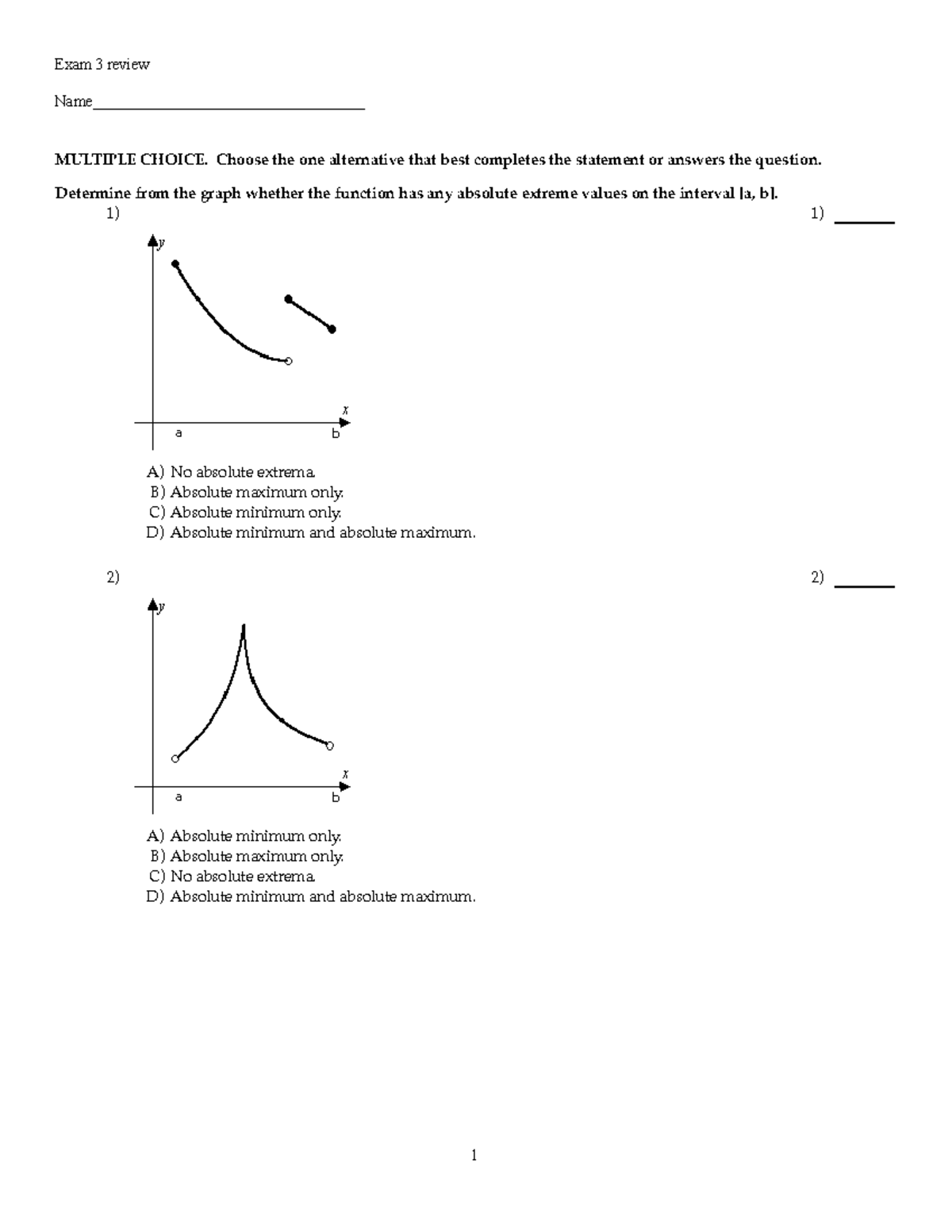 MATH 113 EXAM 3 Review - Exam 3 review Name ...
