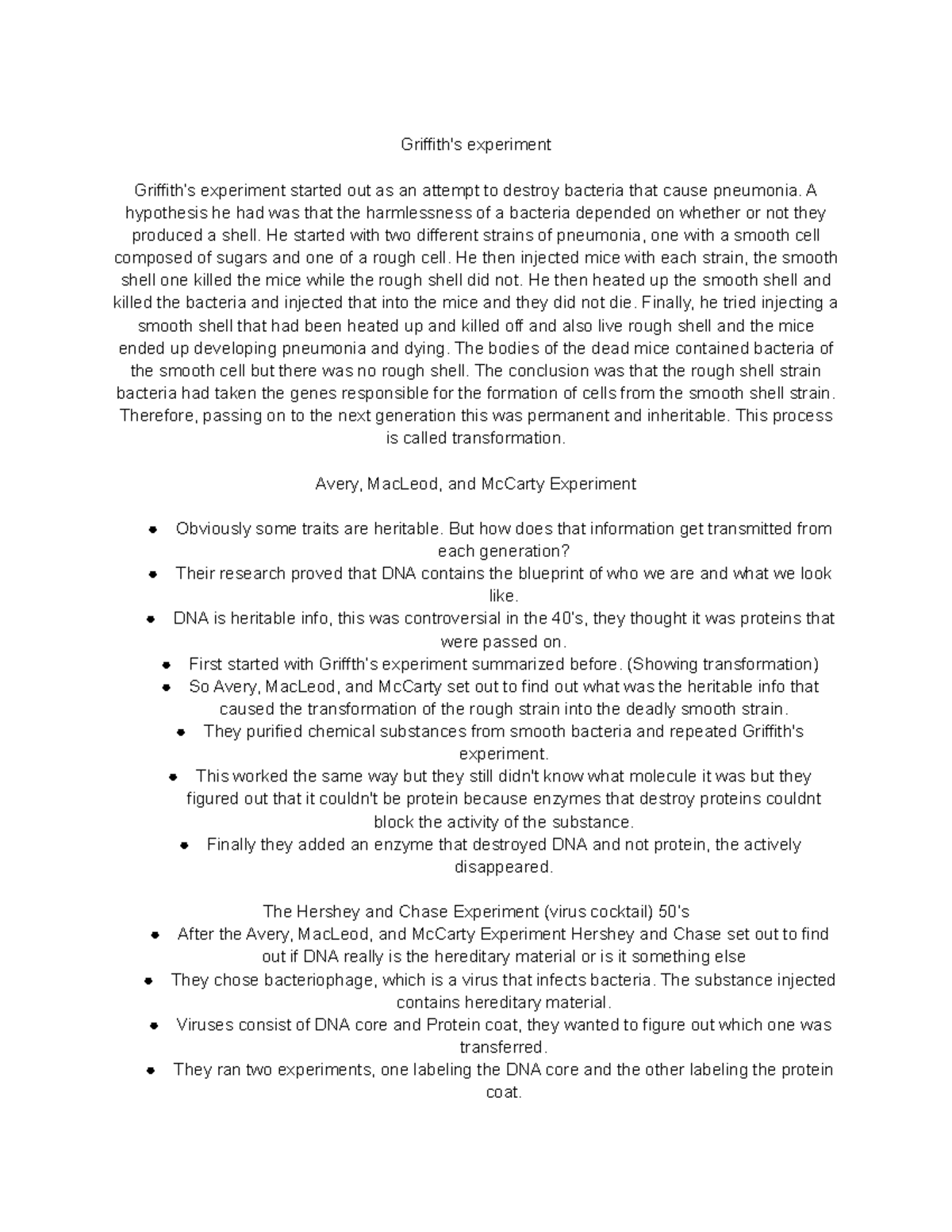 3 videos - bio351 - Lecture video notes - Griffith's experiment ...