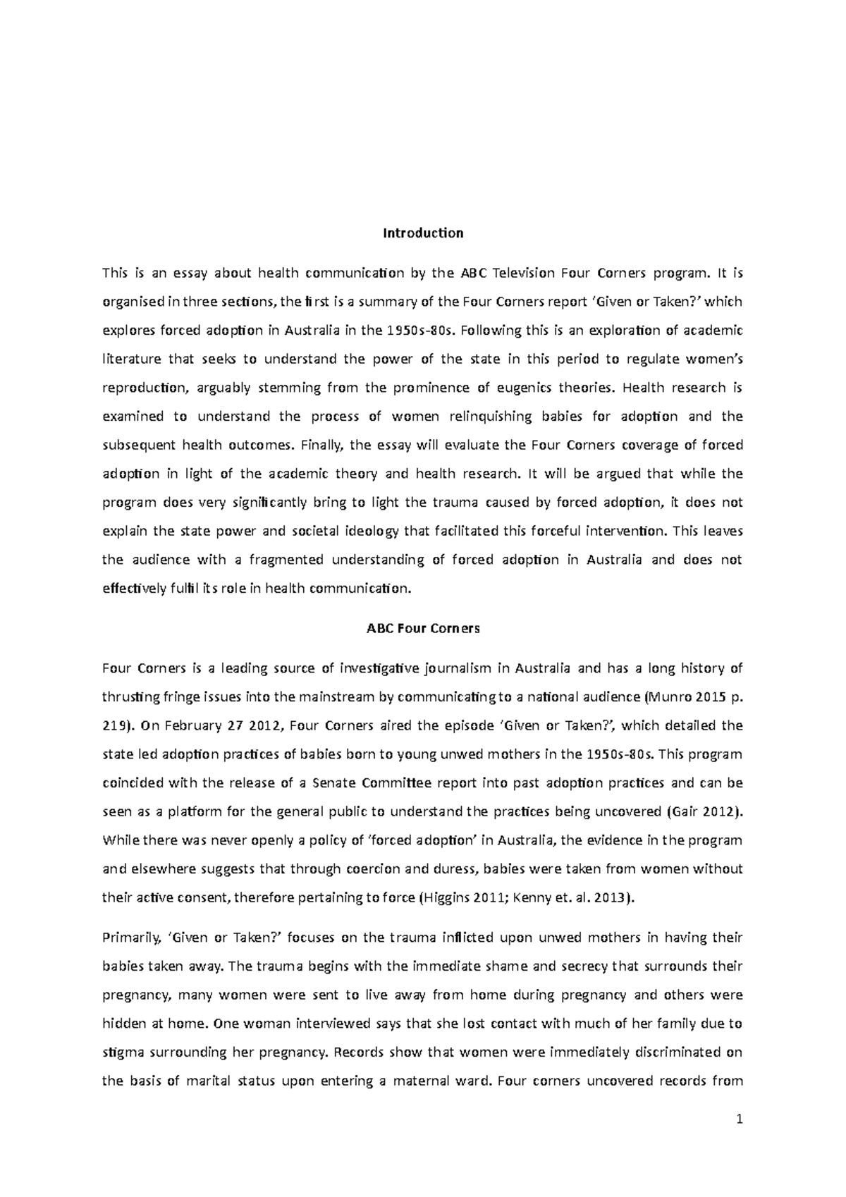 HD Sample - Introduction This is an essay about health communication by ...