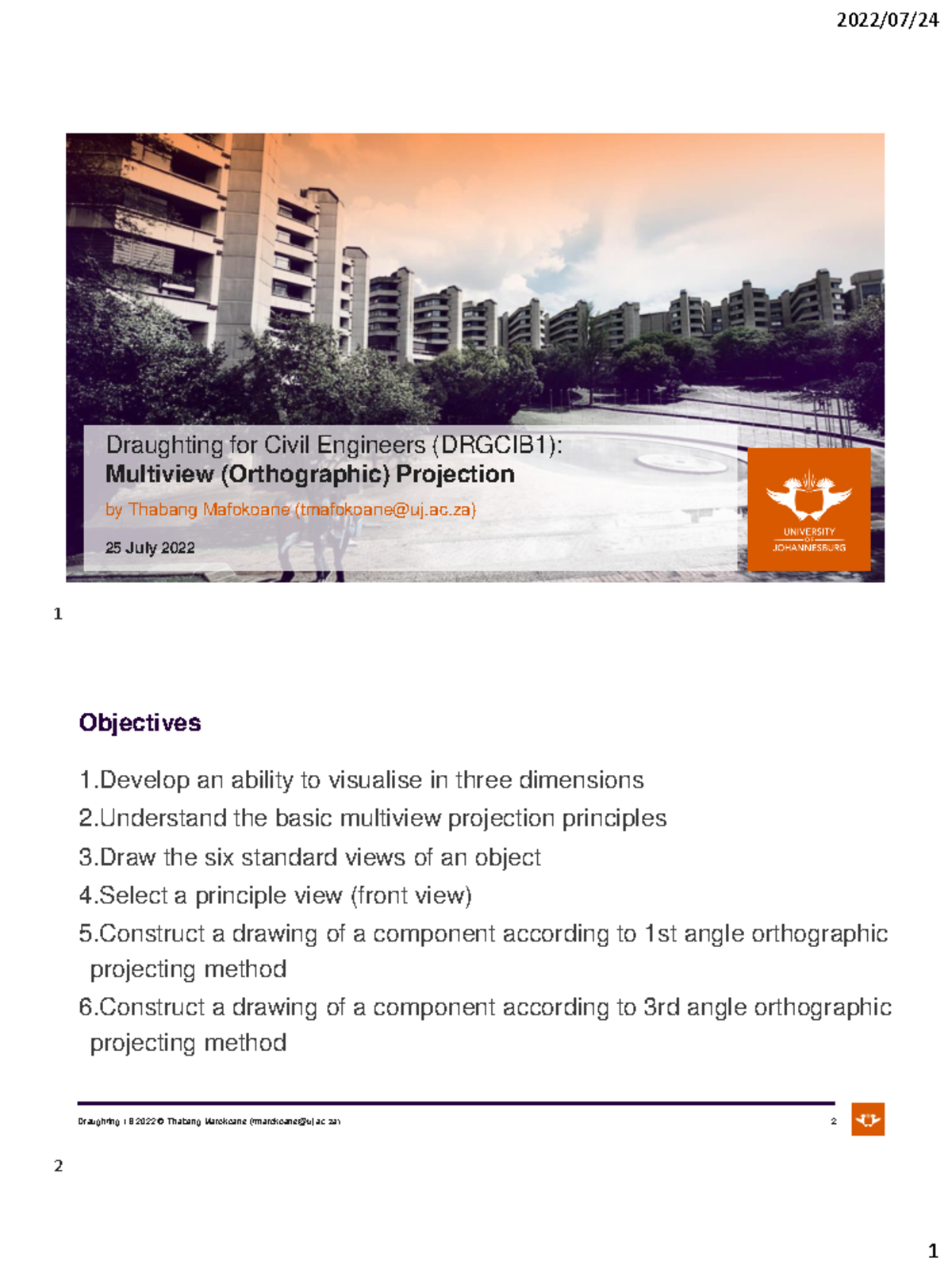 2. Multiview Projection - Draughting for Civil Engineers (DRGCIB1 ...
