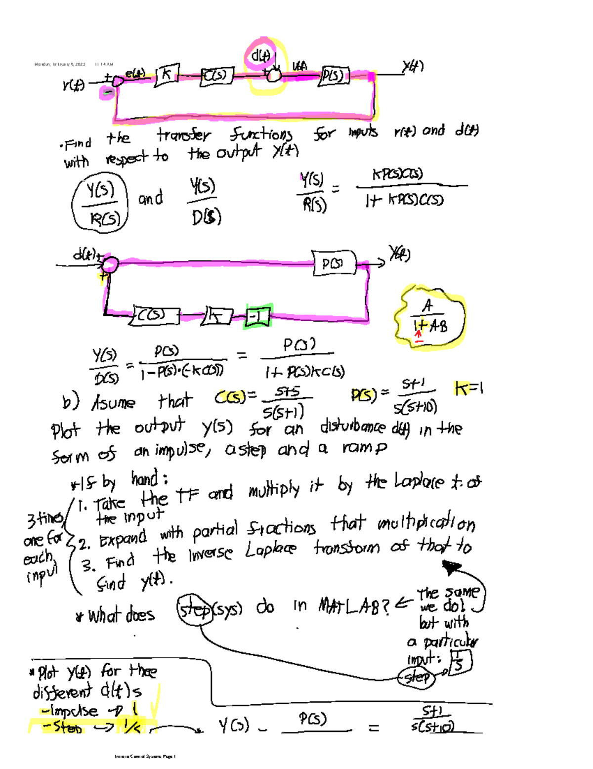 Tutorial 4 - Intro to Control Systems - d(t) Monday, February 6, 2023 ...