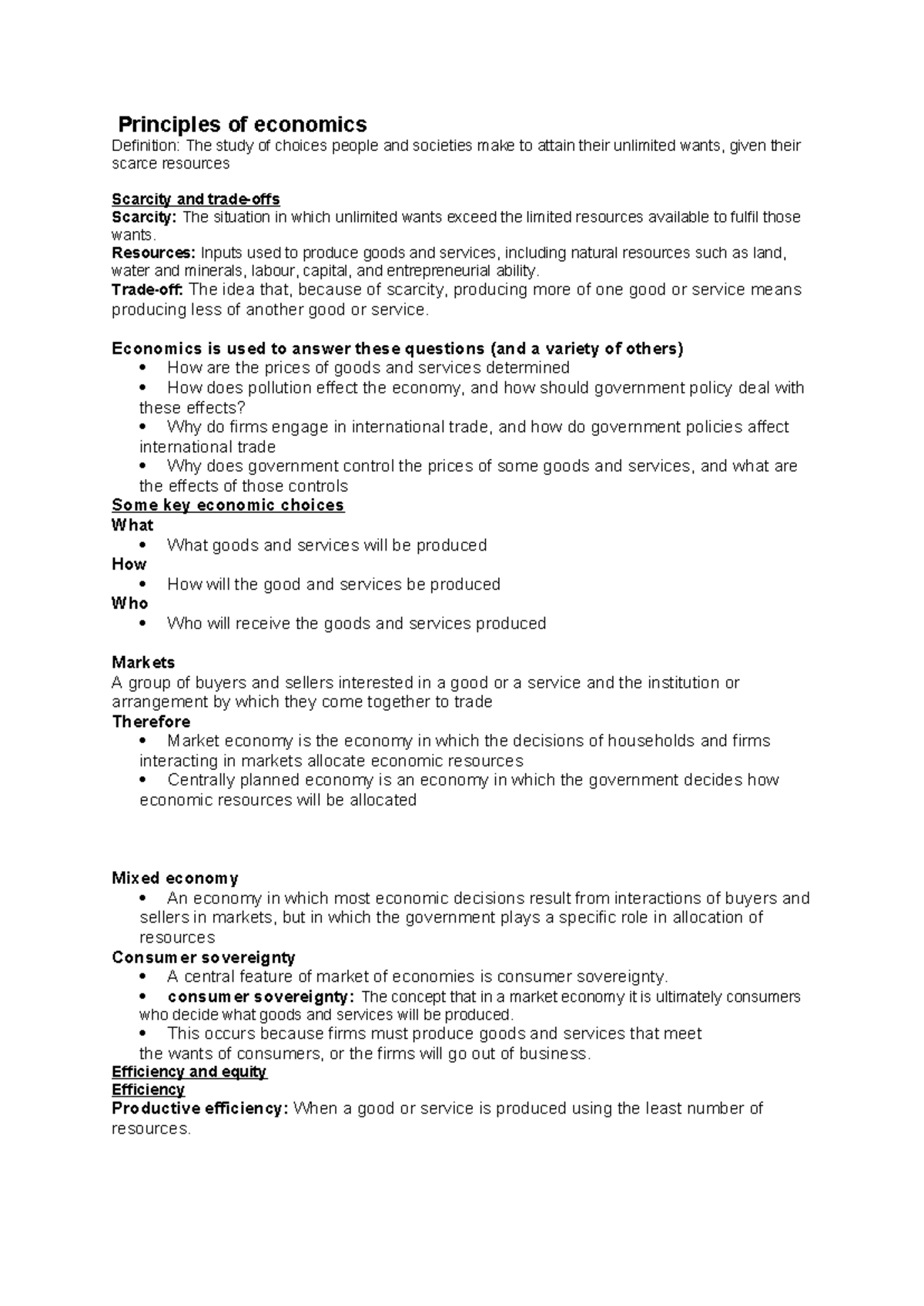 Principles of Economics - Principles of economics Definition: The study ...