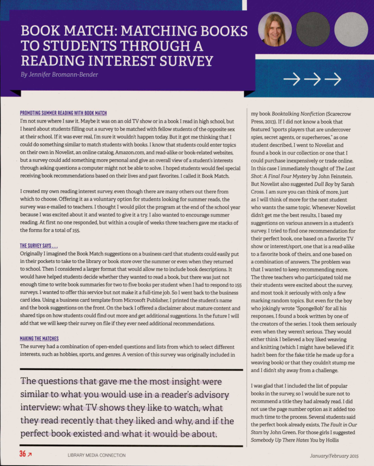 Article - Book Match- Matching Books to Students through a Reading ...