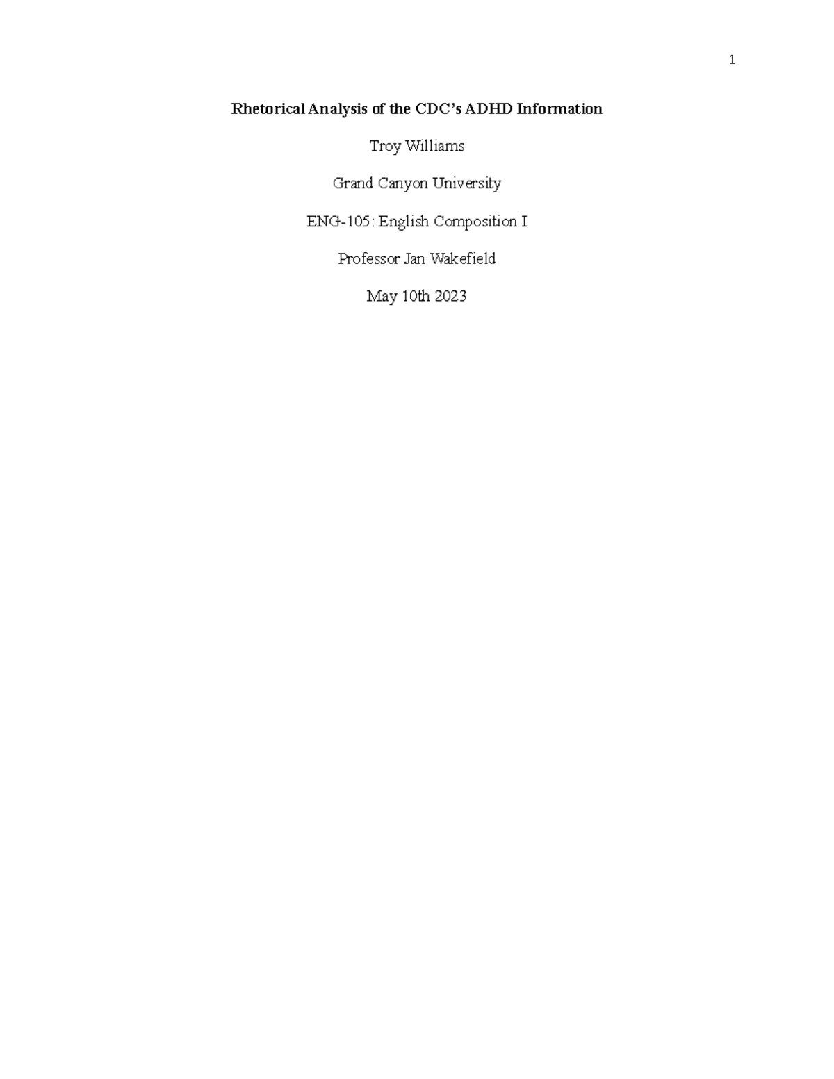 Rhetorical Analysis of the CDC Troy - Rhetorical Analysis of the CDC’s ...