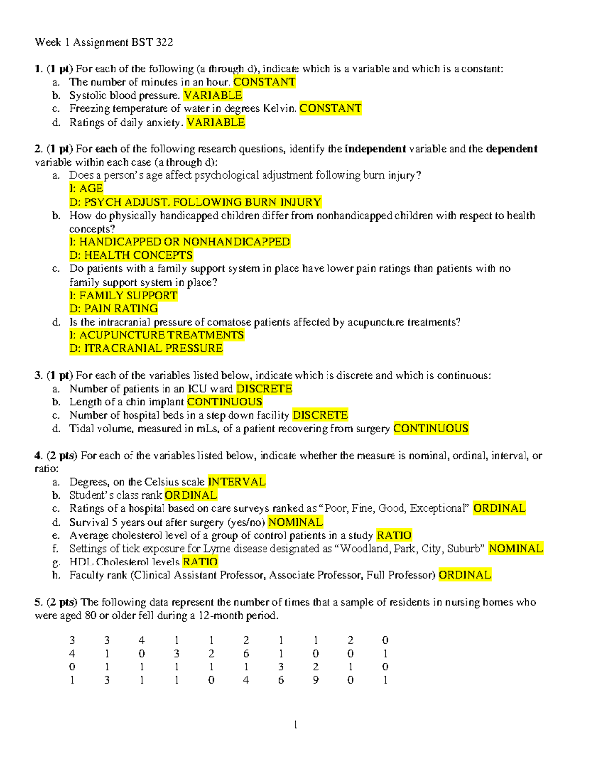 BST322 Assignment 1 - (1 pt) For each of the following (a through d), indicate which is a ...