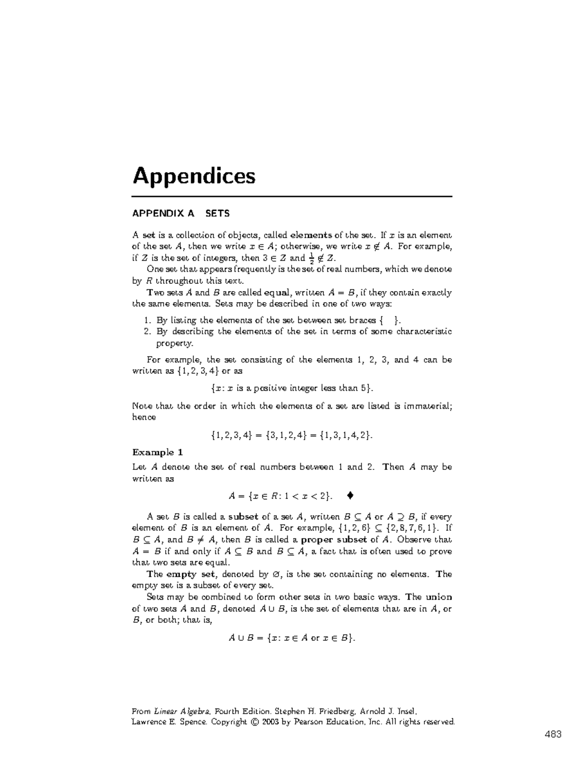 Mathematics original text 7 - Appendices APPENDIX A SETS A set is a collection of objects ...