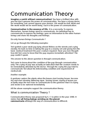 Models and Elements of Communication Theory - Communication theory A ...