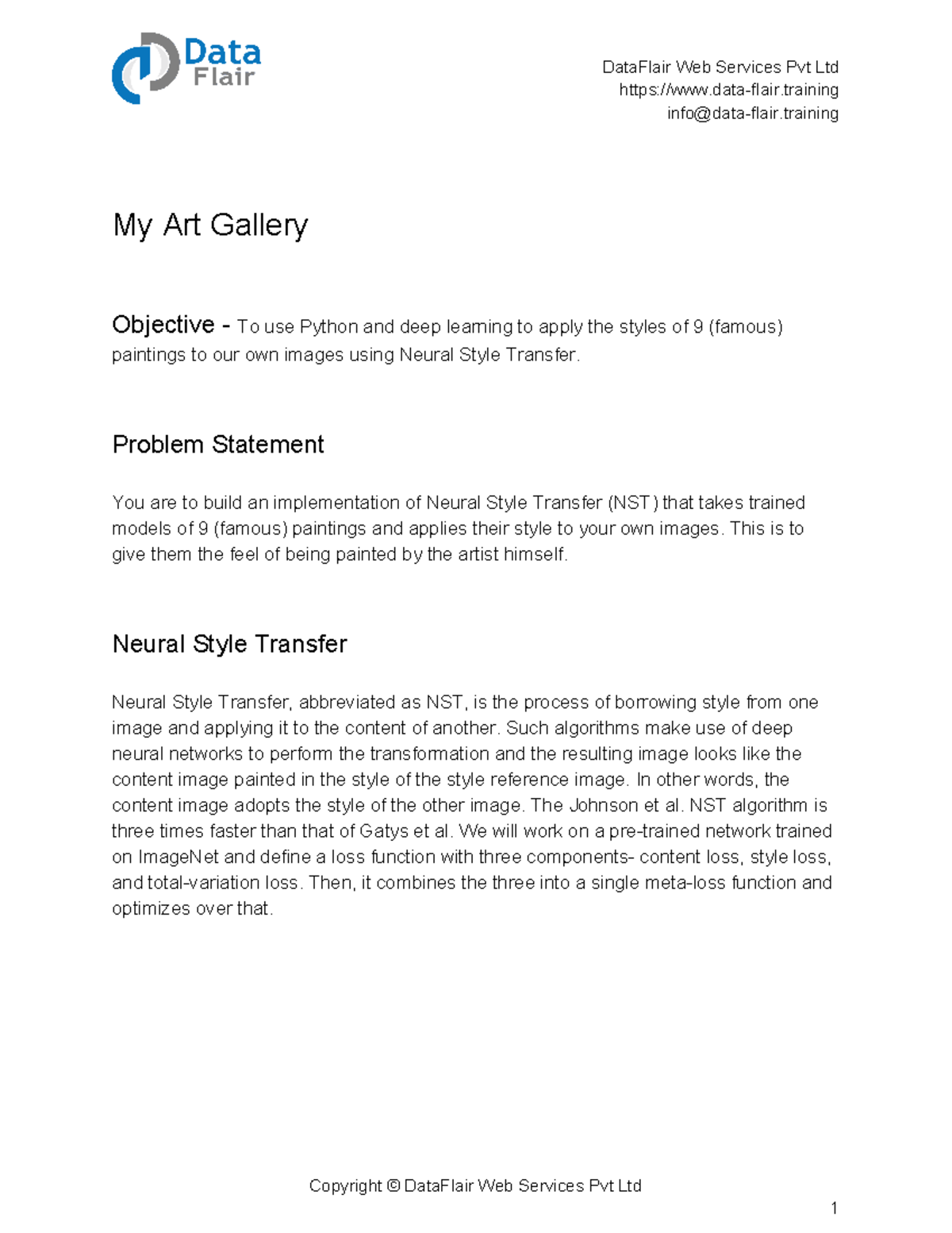 My Art Gallery Documentation - DataFlair Web Services Pvt Ltd data ...