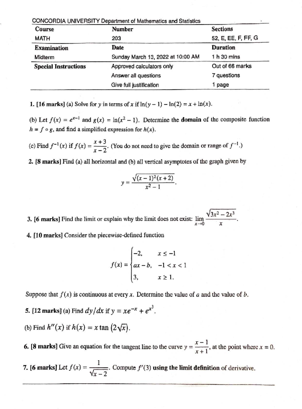 2022 Winter Midterm - MATH 203 - Downloaded by Hakim Bouabdellah ...