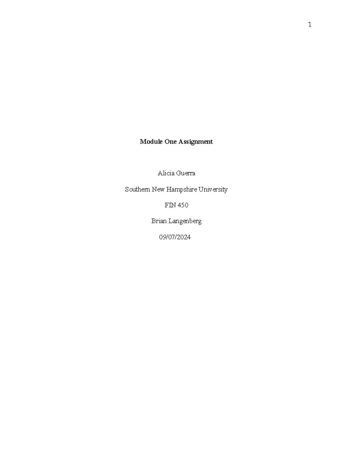 Module One - assignment - Module One Assignment Alicia Guerra Southern ...