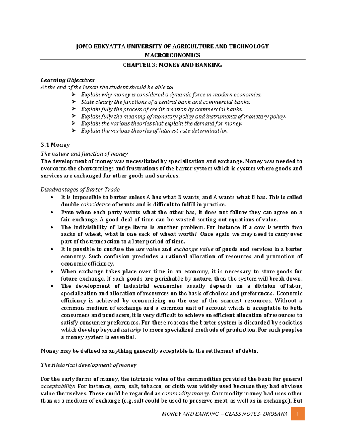 Money and Banking - This study material will enable the student ...